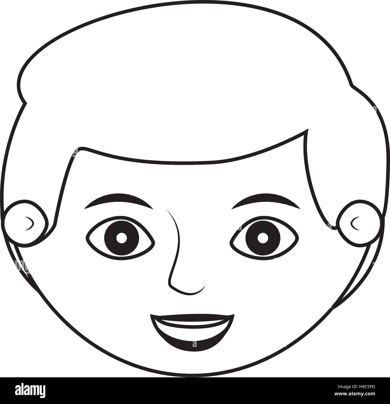front face man smiling silhouette vector illustration Stock Vector ...