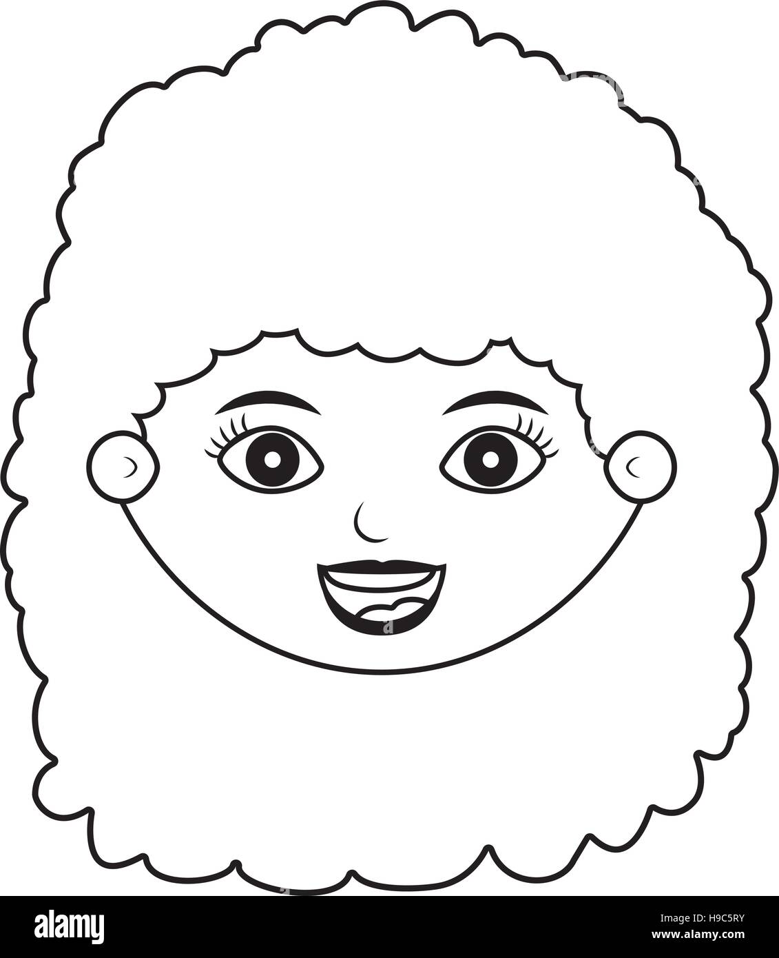 front face woman silhouette with wavy hair vector illustration Stock ...