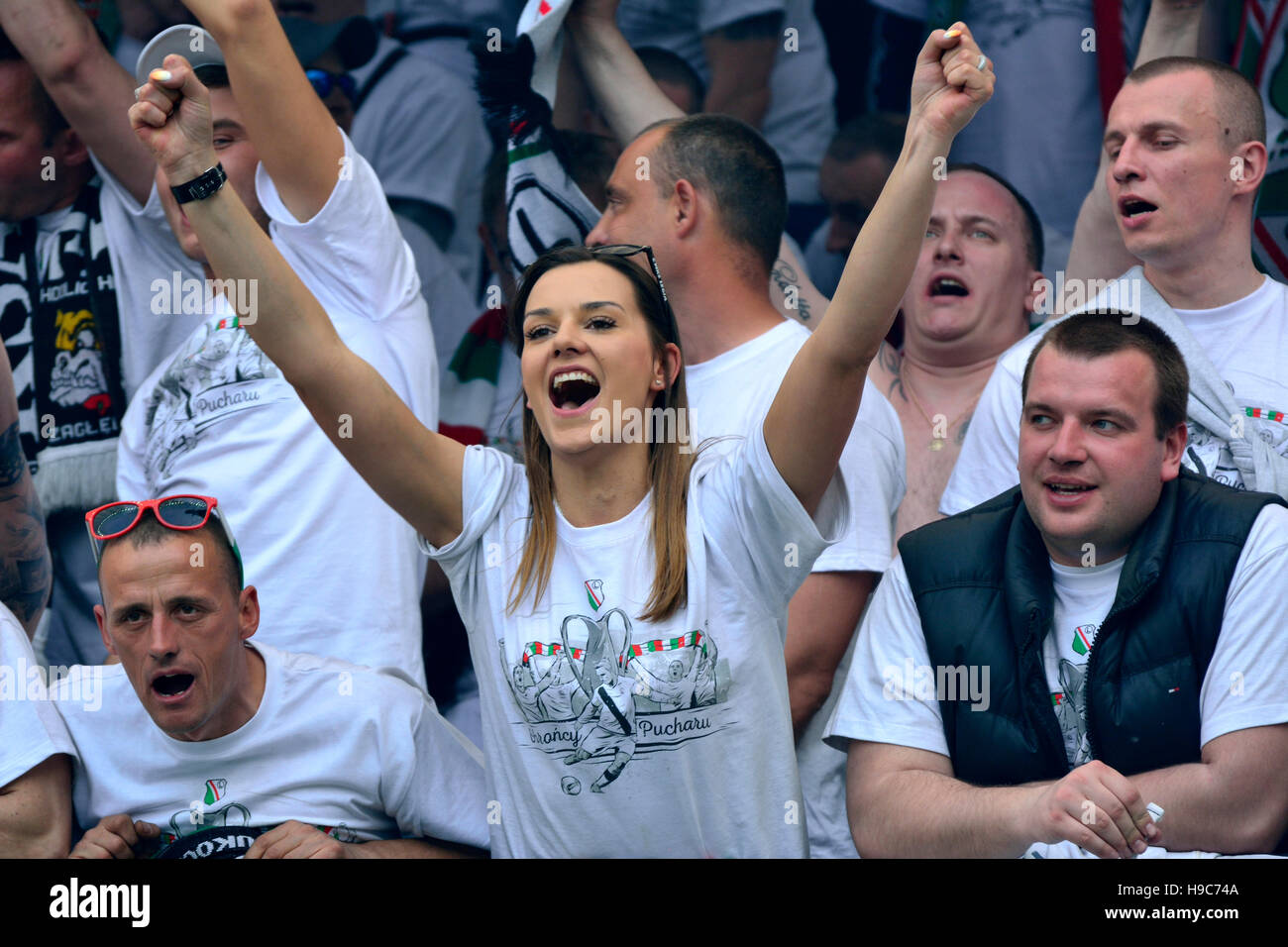 Legia Warsaw fans at PGE Narodowy stadium in Warsaw, during Polish Cup ...