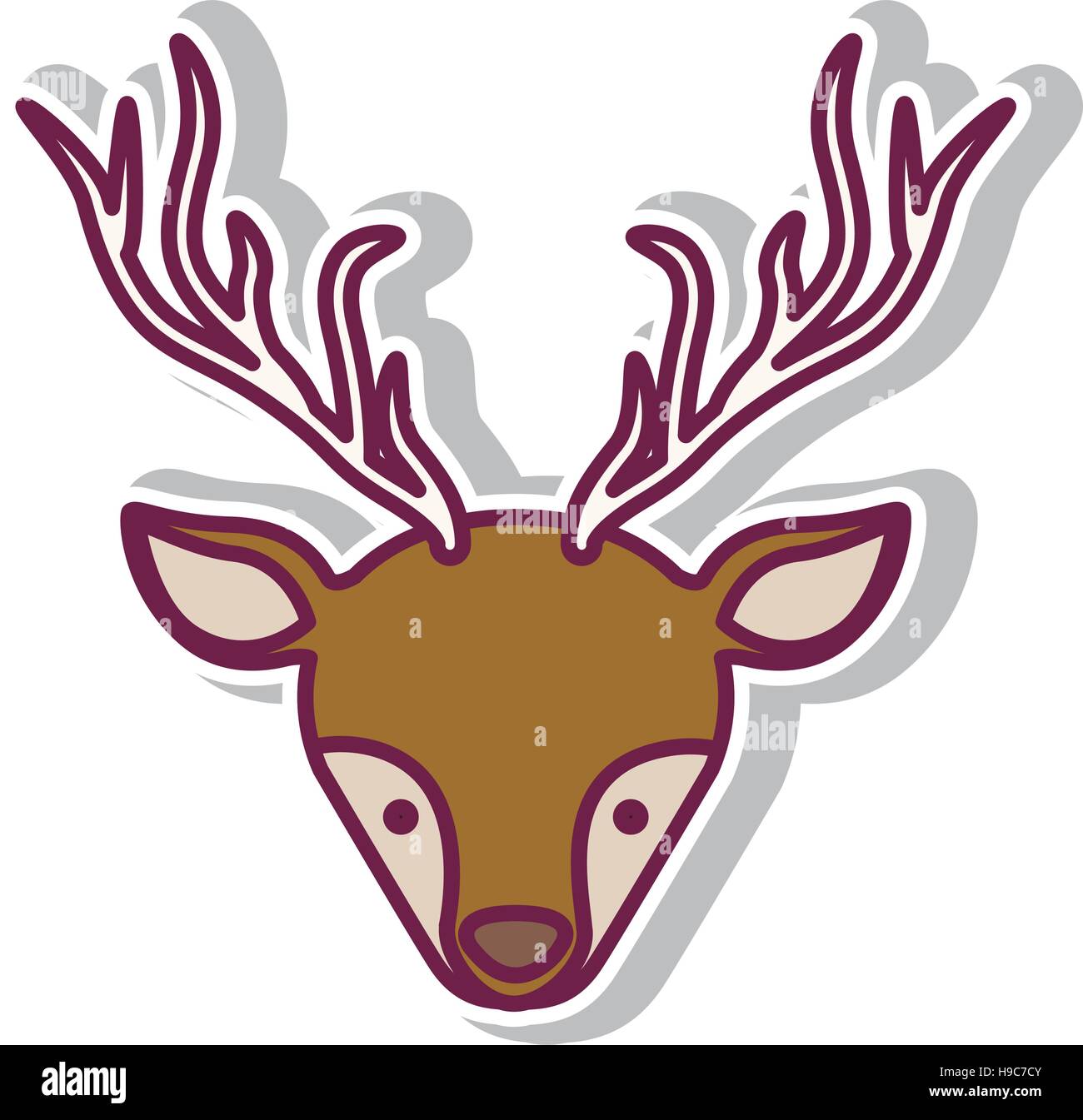 Cartoon Christmas Reindeer Face