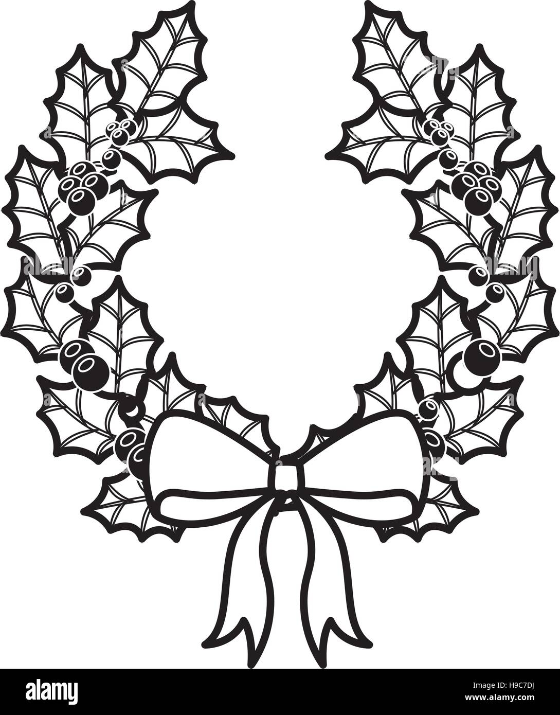 crown Christmas ornament silhouette with leaves Stock Vector Image ...