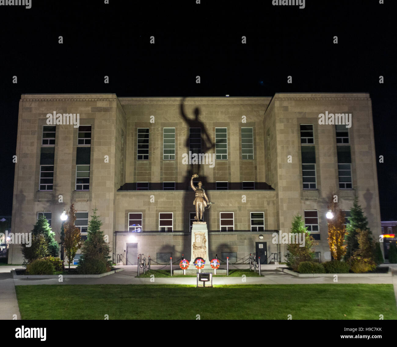 The Huron County Courthouse in Goderich Ontario, Canada illuminated at ...