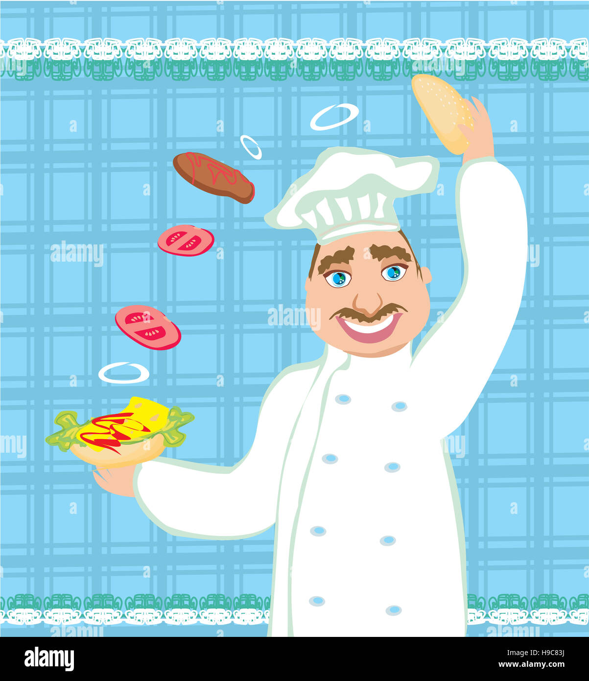 chef preparing a burger Stock Photo - Alamy