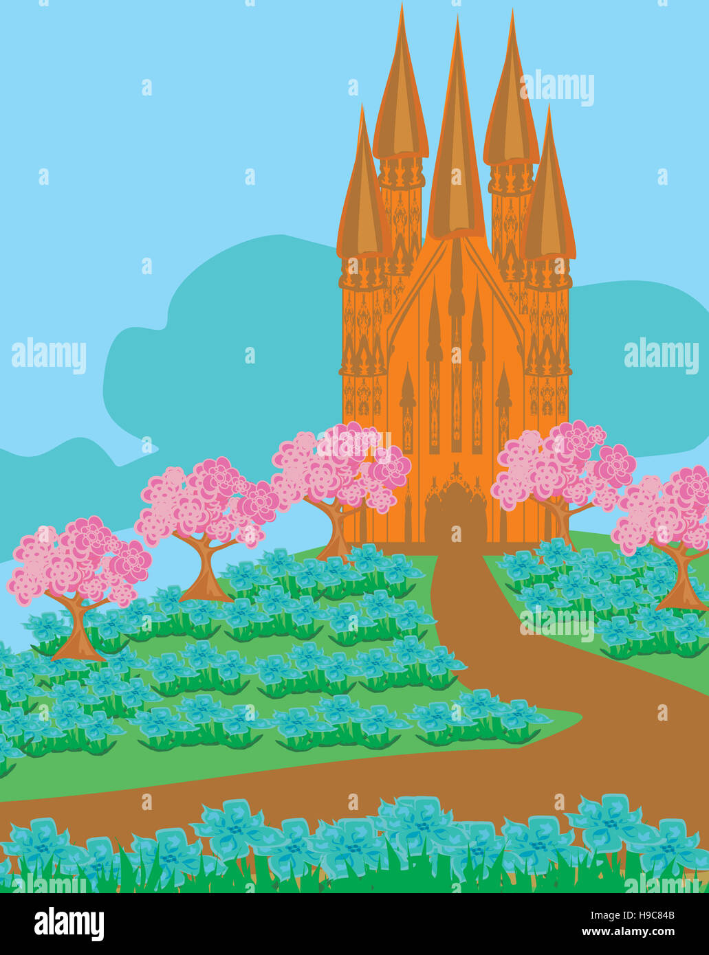 landscape with old castle Stock Photo - Alamy