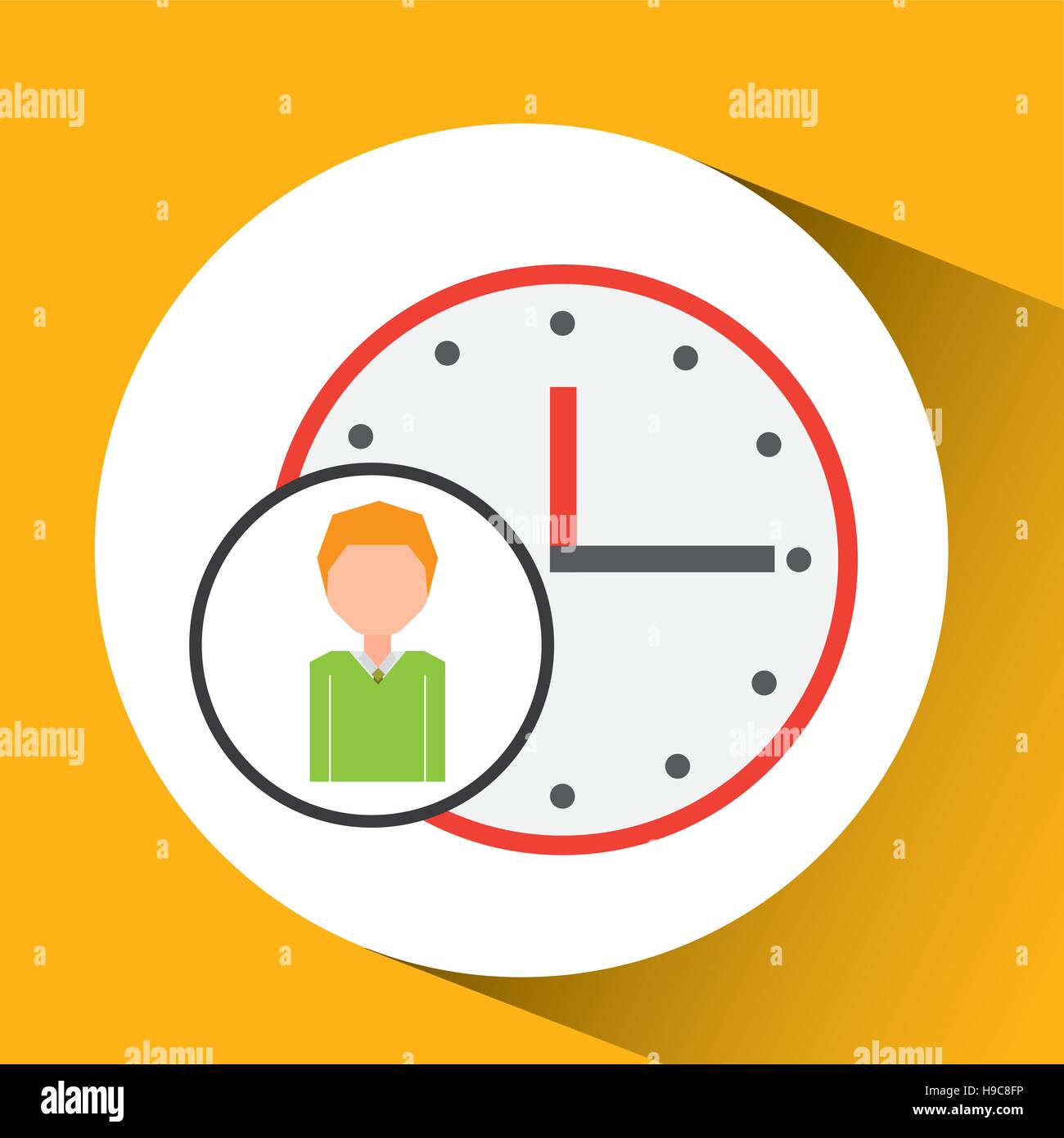 cartoon business man clock time icon vector illustration eps 10 Stock ...
