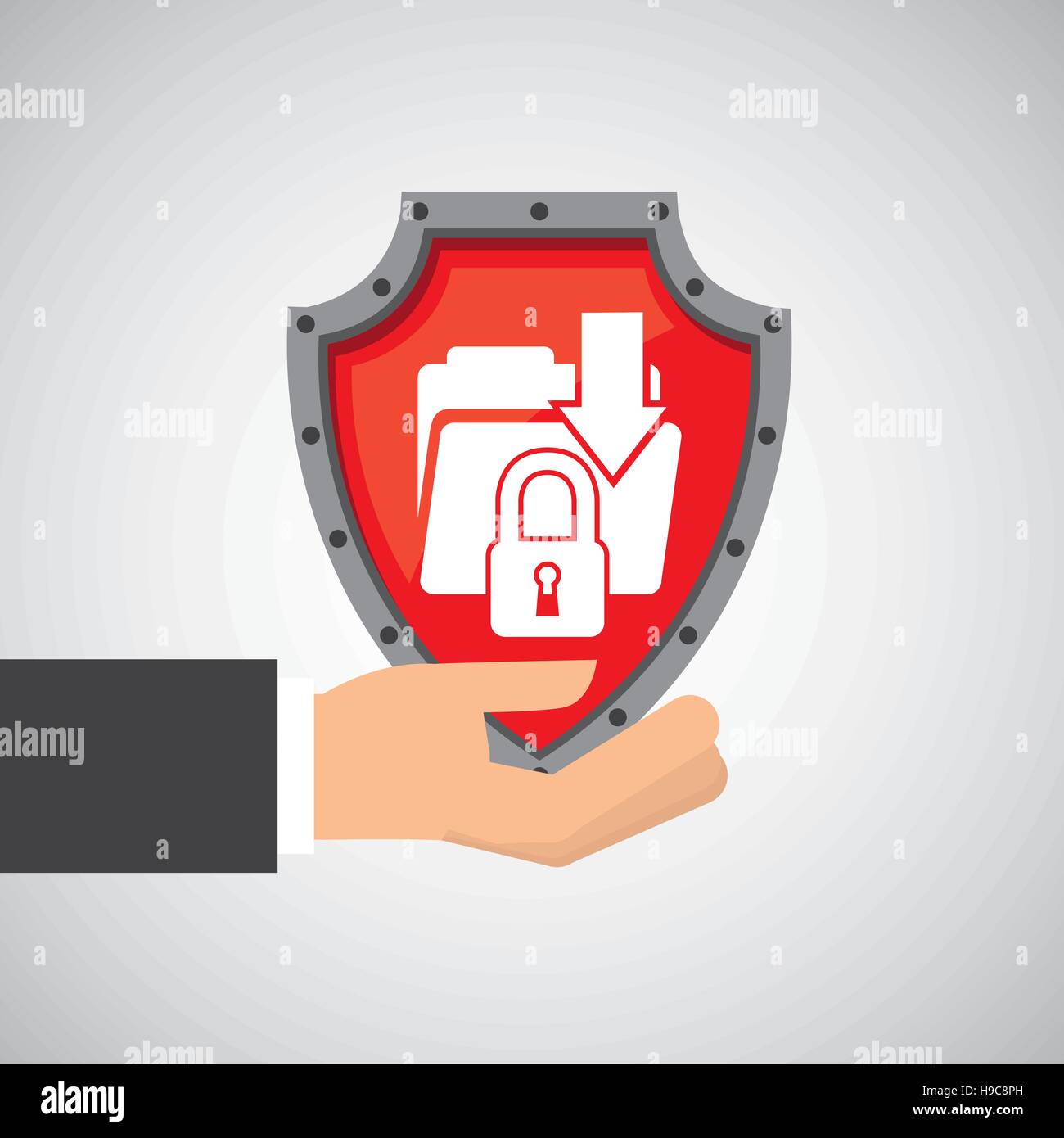 hand holding folder file shield protection data vector illustration eps ...