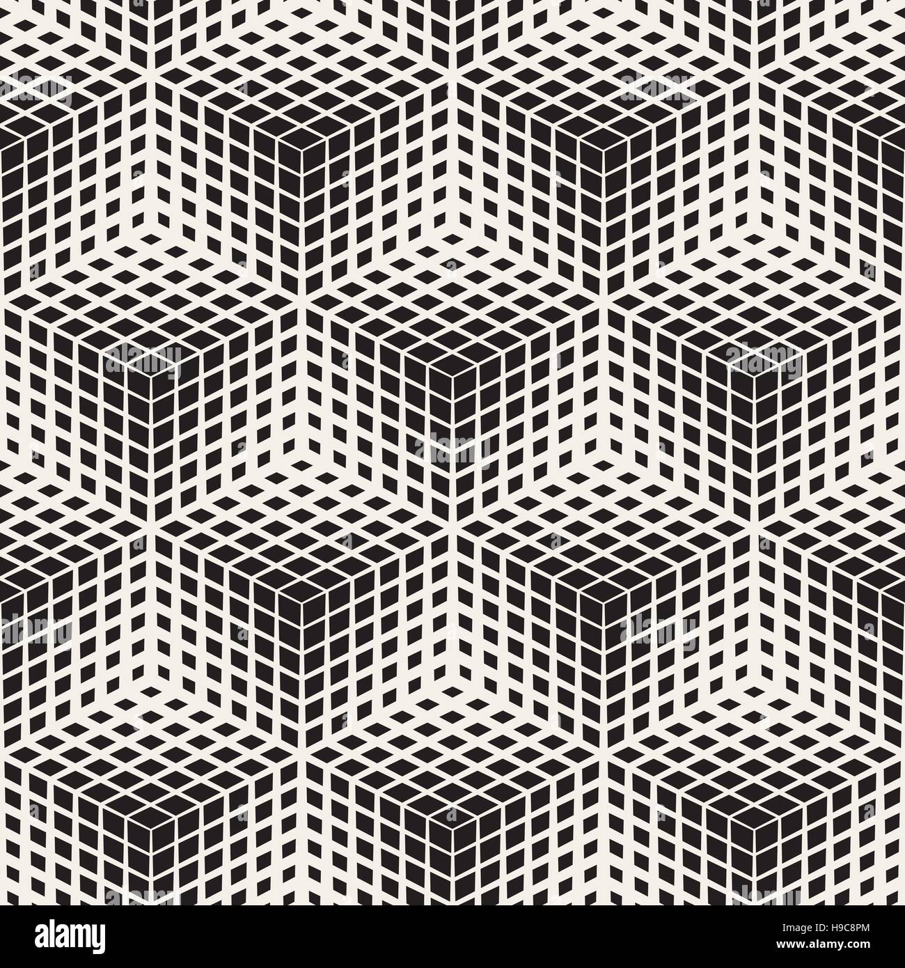 Vector Seamless Black And White Halftone Geometric Cubes Pattern Stock ... Vector Seamless Black And White Halftone Geometric Cubes Pattern Stock ...