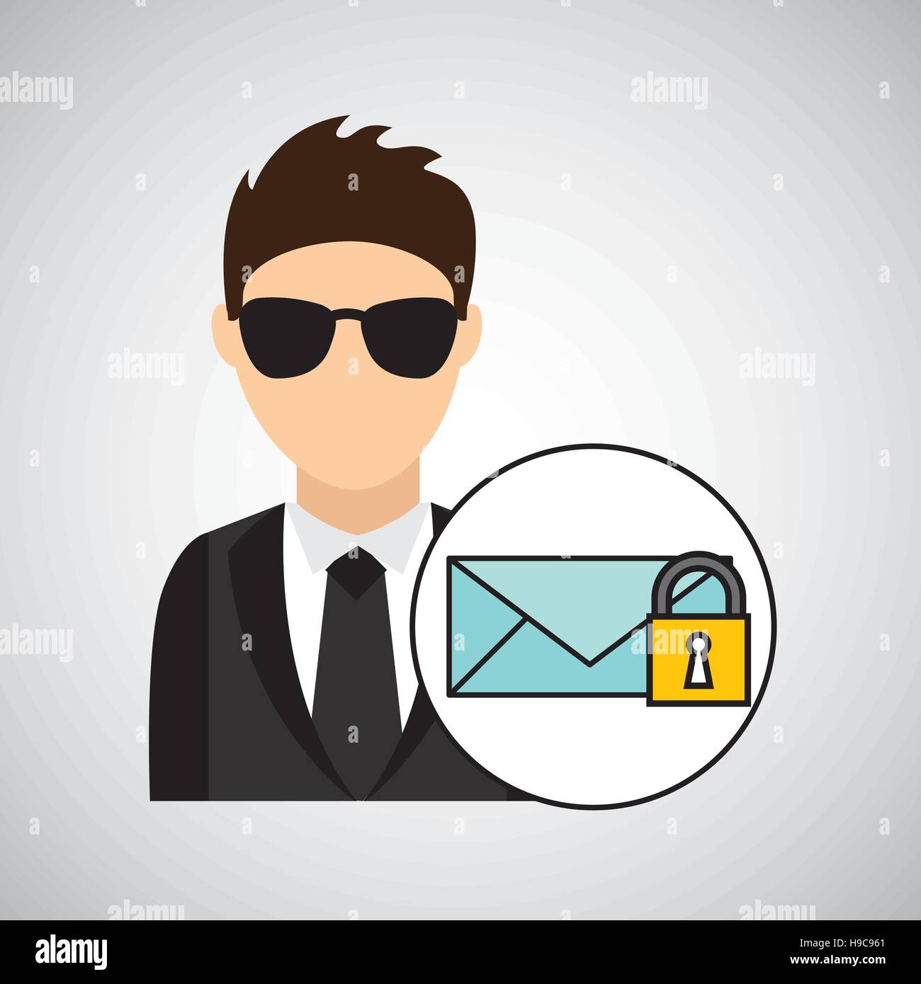man cartoon email digital technology security vector illustration eps ...