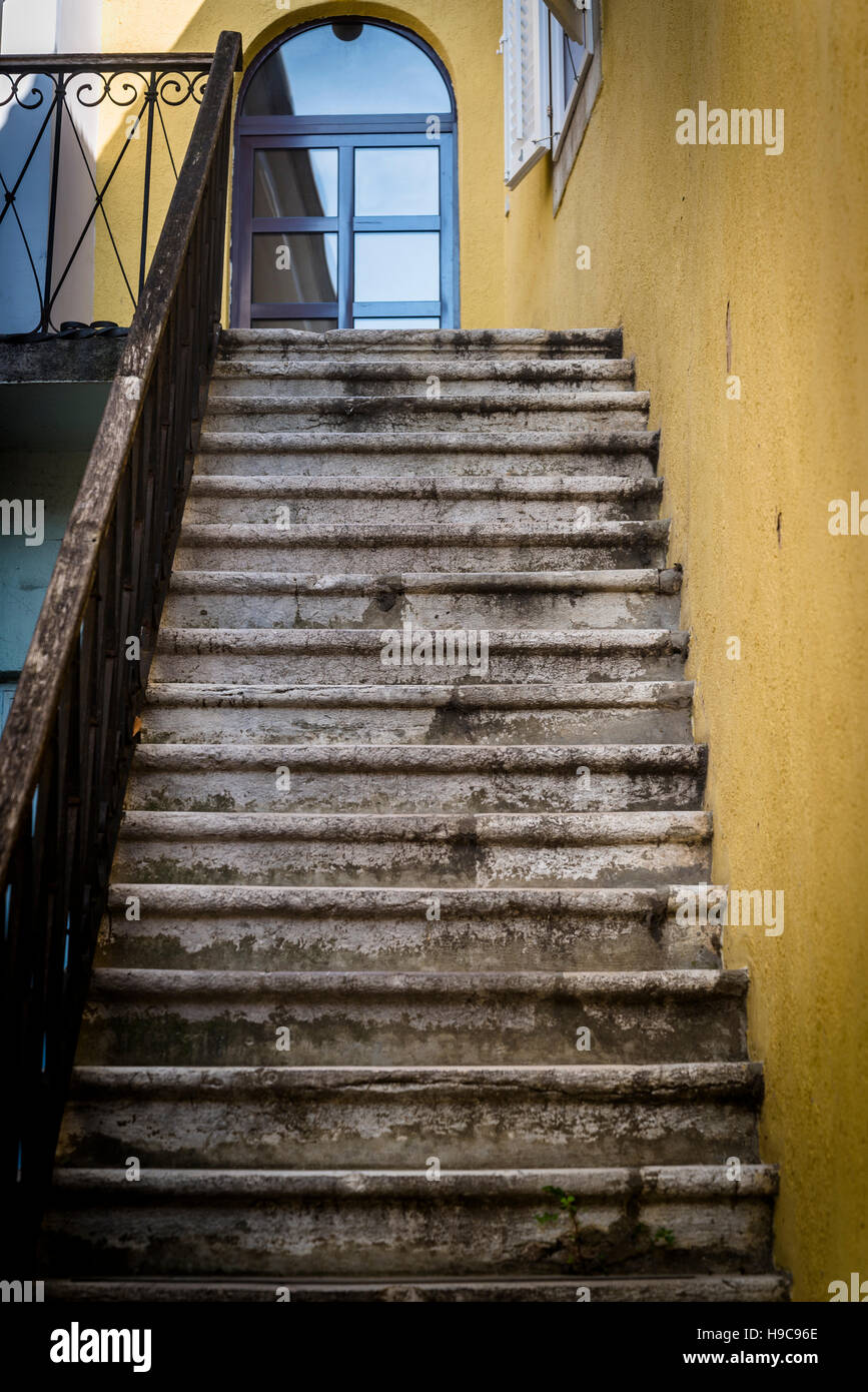 Stairs and house, Town of Krk on the island of Krk, Croatia Stock Photo ...