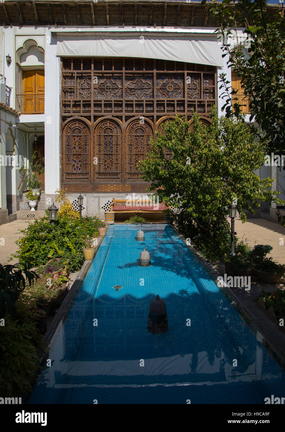 Heritage house with an old wooden window, Isfahan province, Isfahan ...