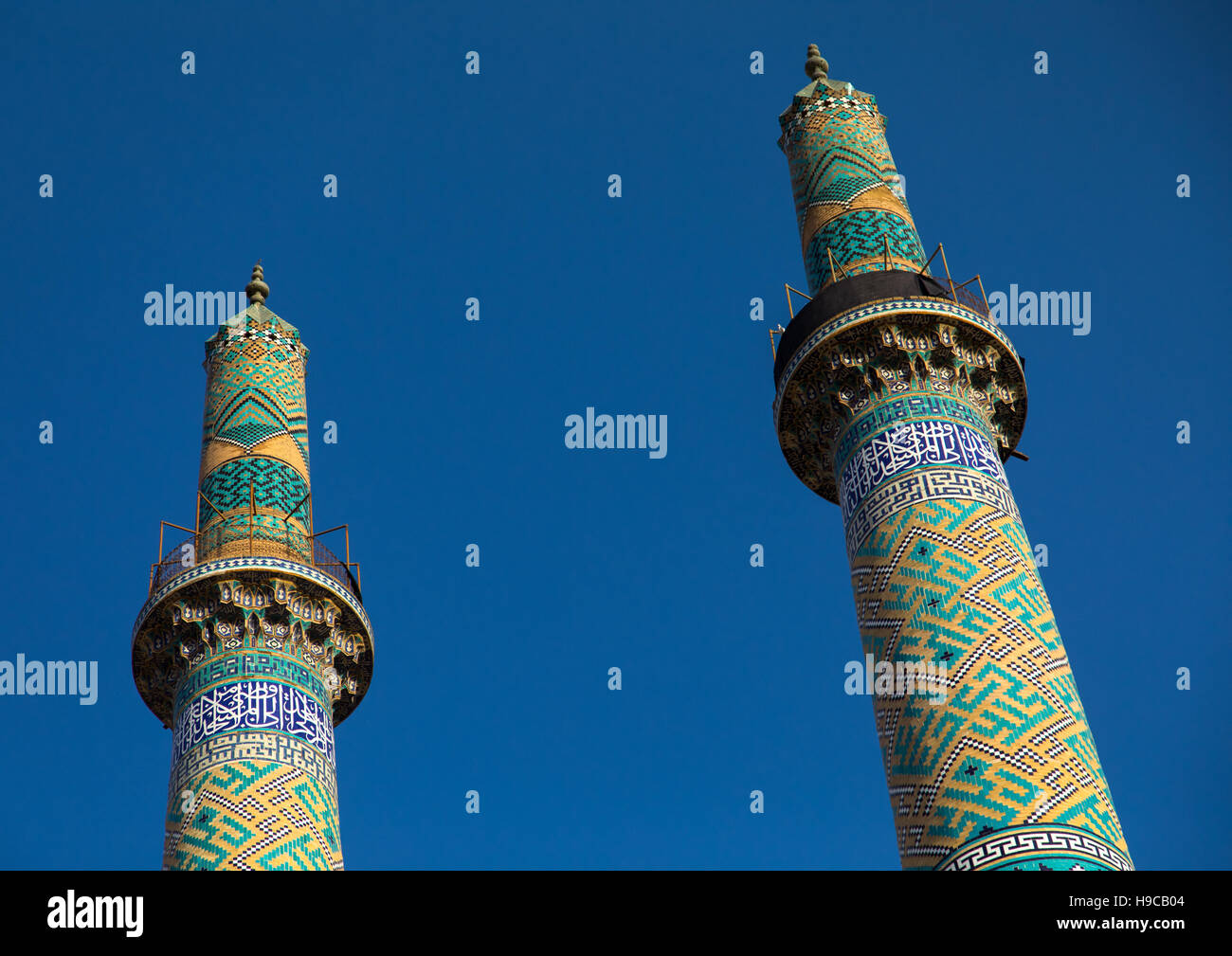 Jameh mosque minarets, Yazd province, Yazd, Iran Stock Photo - Alamy