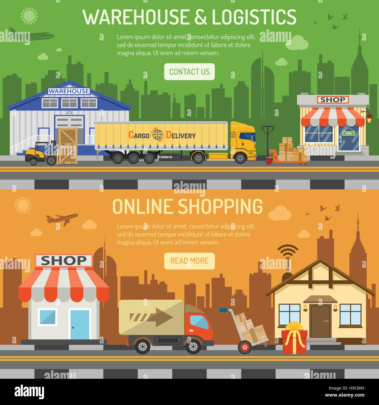 Warehouse logistics shopping banner Stock Vector Image & Art - Alamy