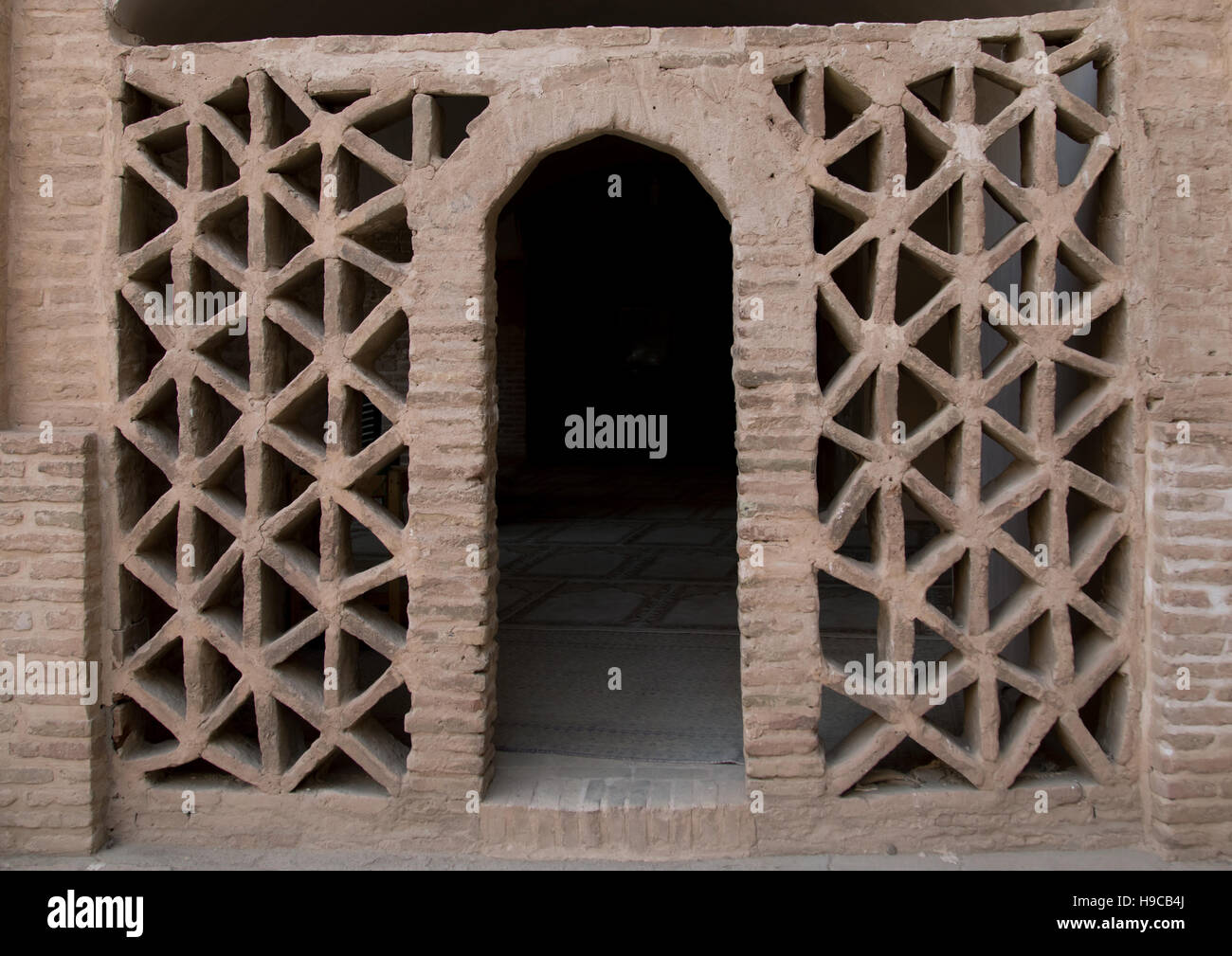 Pattern window at jameh mosque, Isfahan province, Ardestan, Iran Stock ...