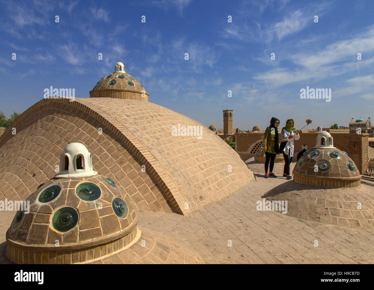 Chinese tourists taking selfie on sultan amir ahmad bathhouse terrace ...