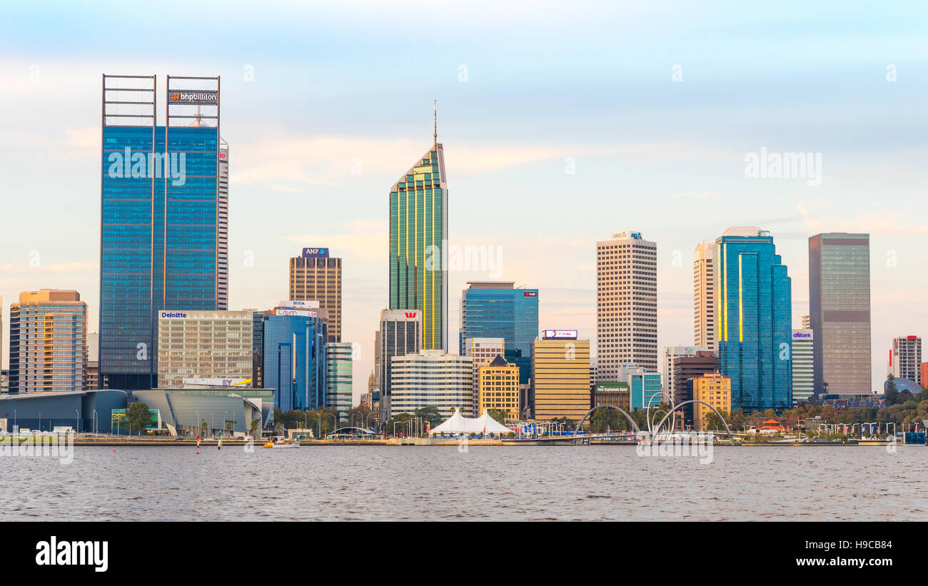 Late afternoon in the city of Perth, the capital of Western Australia ...