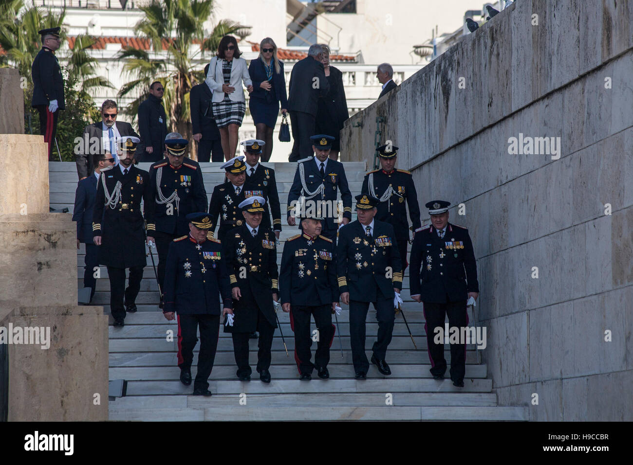 Athens, Greece. 21st Nov, 2016. Leaders of the Greek armed forces ...