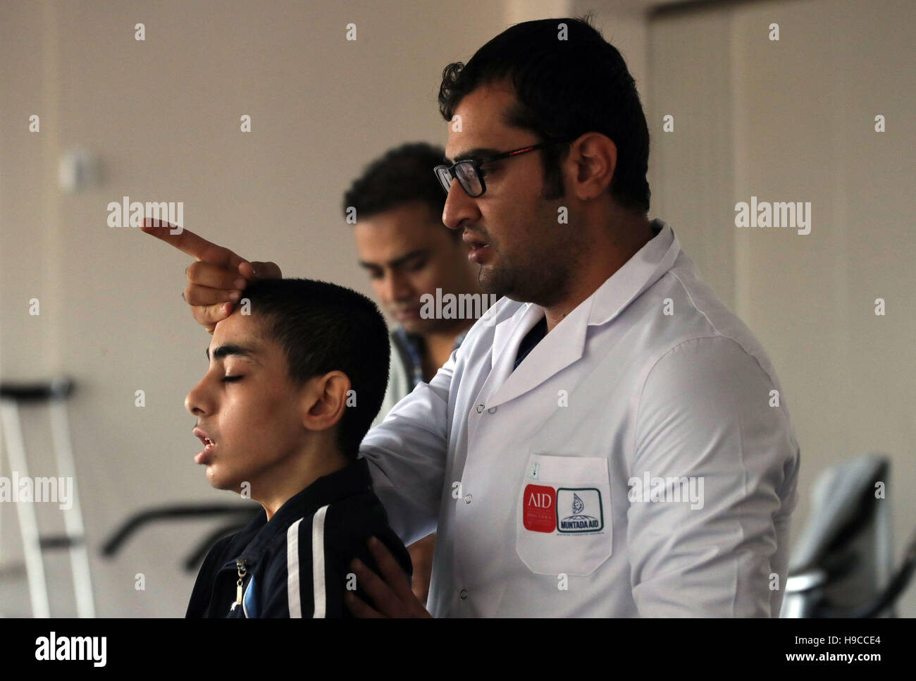 Syrian refugee Ahmad El Alayi, 12, undergoing treatment at a physical ...