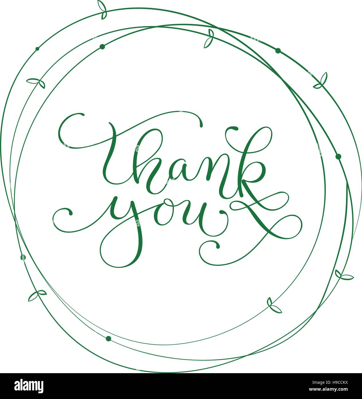 abstract round frame and calligraphic inscription thank you. Vector ...