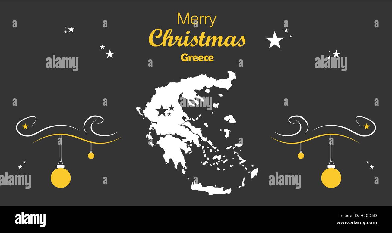 Merry Christmas illustration theme with map of Greece Stock Vector ...