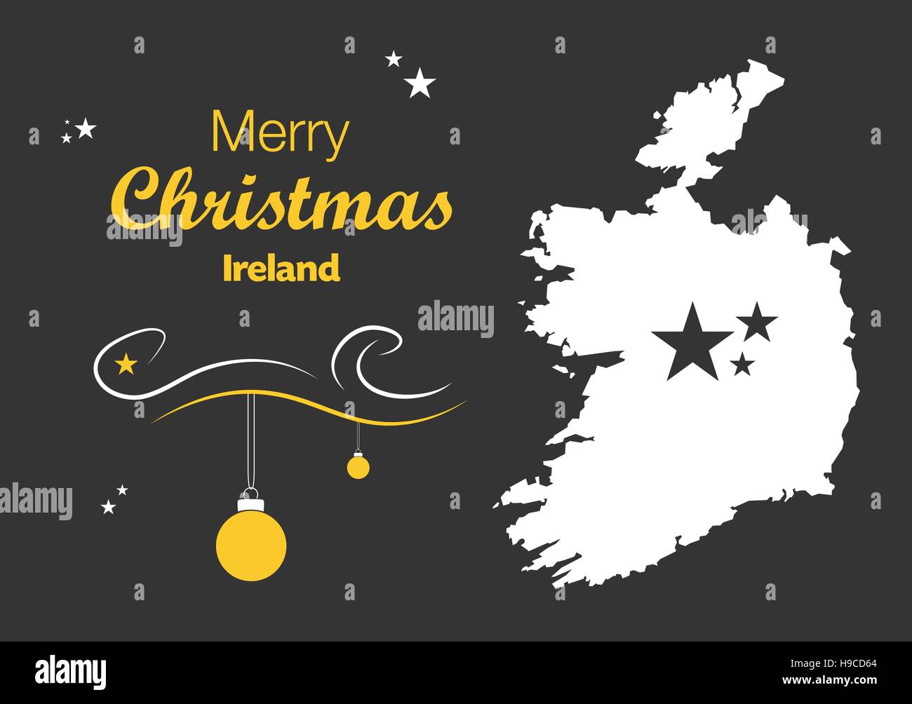 Merry Christmas illustration theme with map of Ireland Stock Vector ...