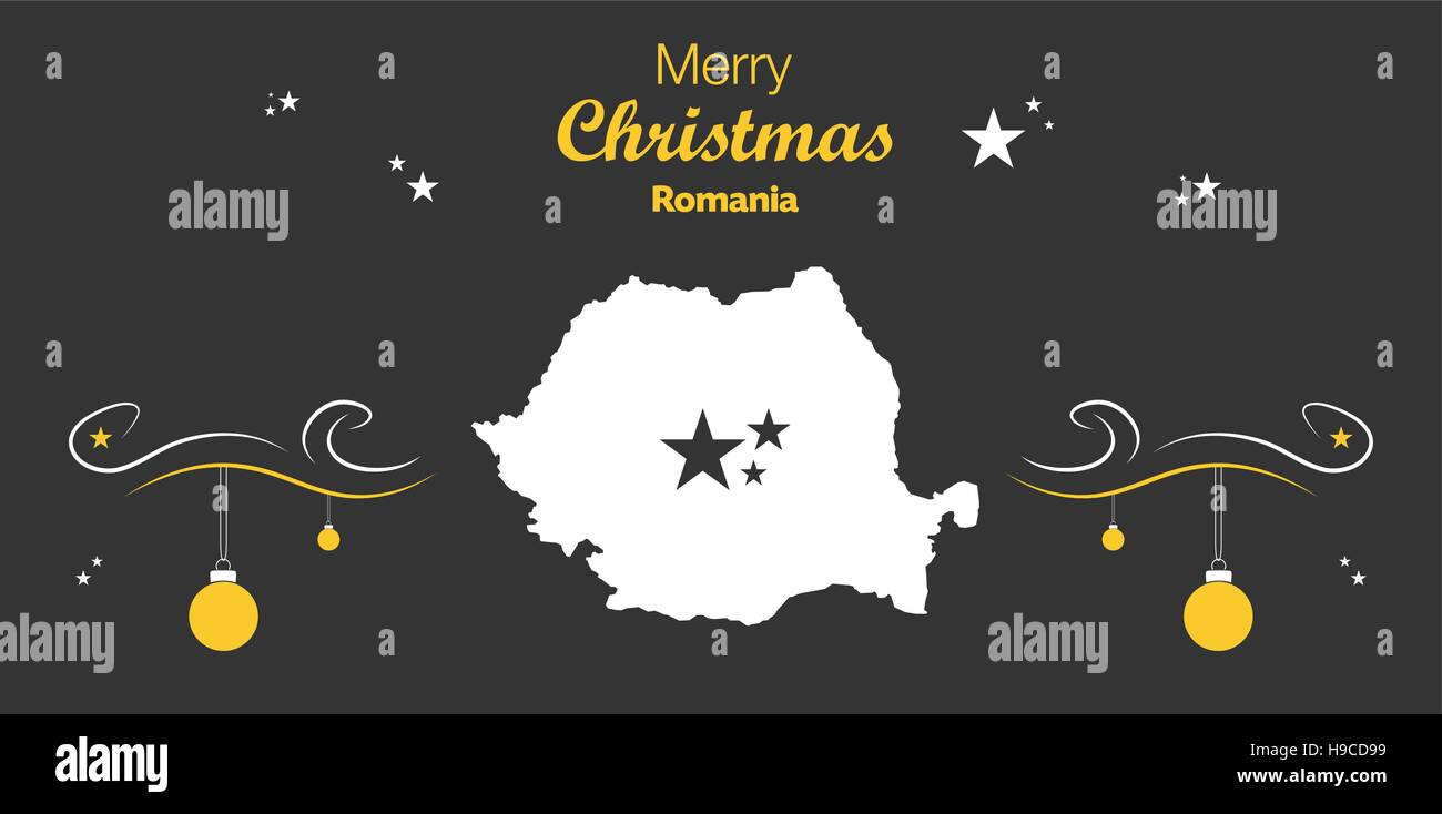 Merry Christmas illustration theme with map of Romania Stock Vector ...