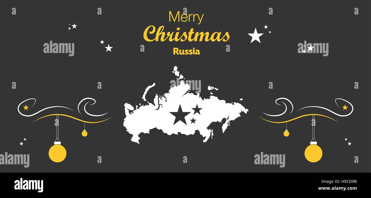 Merry Christmas illustration theme with map of Russia Stock Vector ...