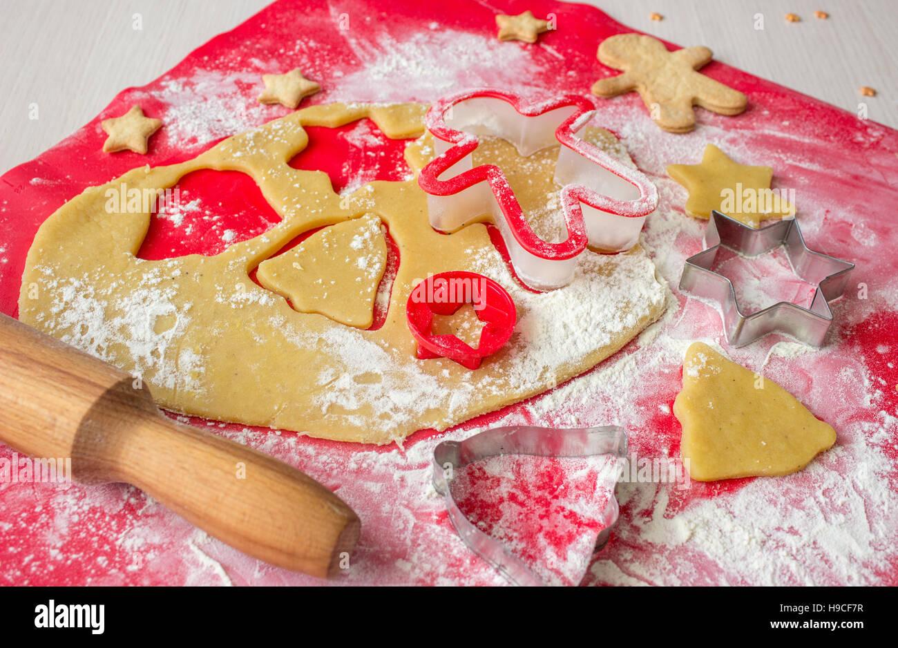 Cooking gingerbread in process. Christmas cookies Stock Photo - Alamy