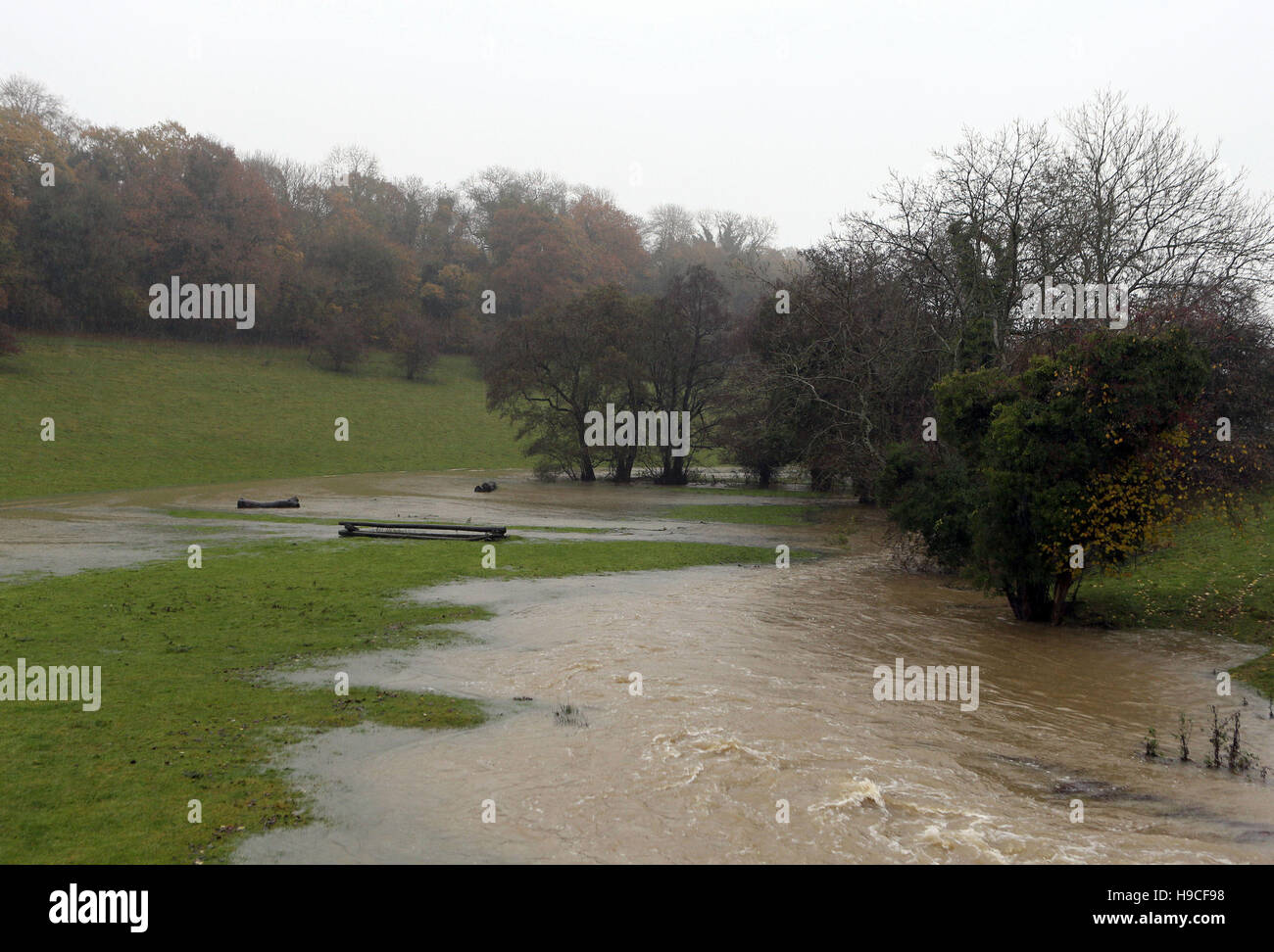 A field near Nettleton, Wiltshire, is flooded due to the recent high ...