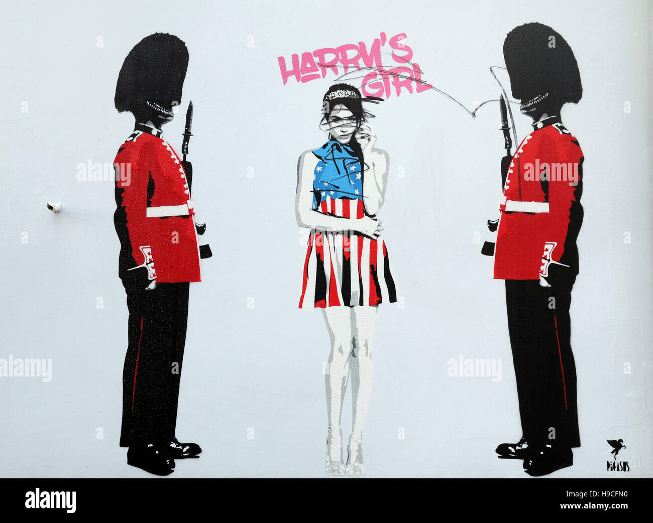 A piece of graffiti by street artist Pegasus, depicting Meghan Markle ...