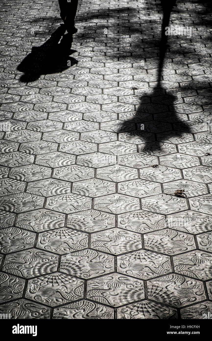 Sidewalk in Passeig de Gracia or Paseo de Gracia avenue in Barcelona ...