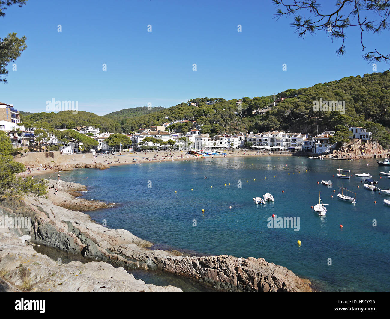 The little seaside village of Tamariu, on the Costa Brava Spain Stock ...