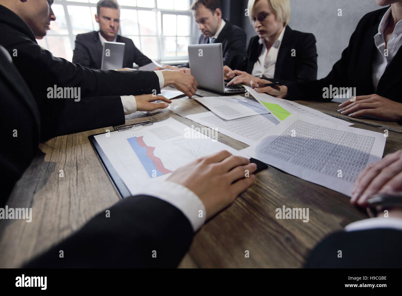 Group of business people working with documents and computers Stock ...