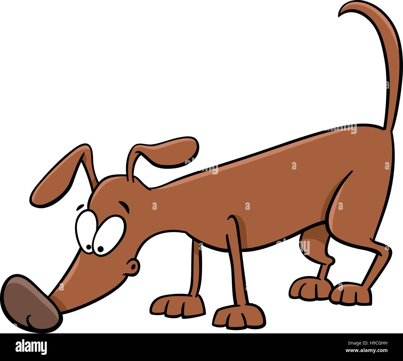 Cartoon Illustration of Sniffing Dog Animal Character Stock Vector ...