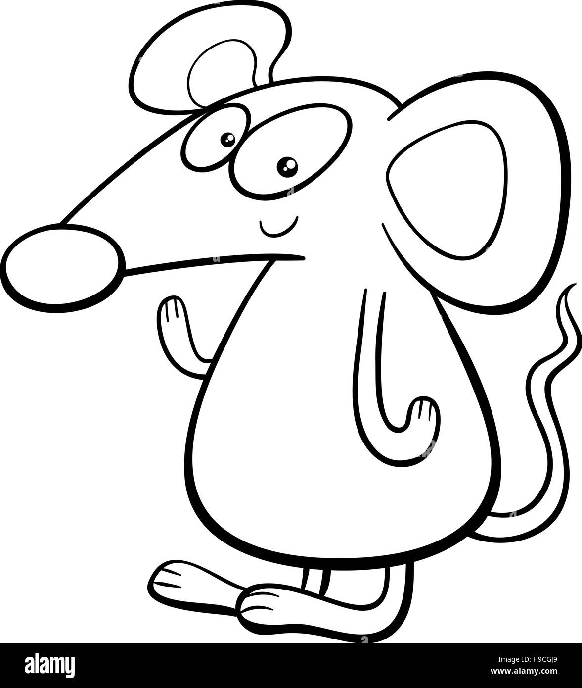 Black and White Cartoon Illustration of Funny Mouse Animal Character ...