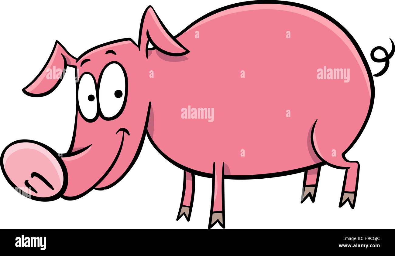 Cartoon Illustration of Pig Farm Animal Character Stock Vector Image ...