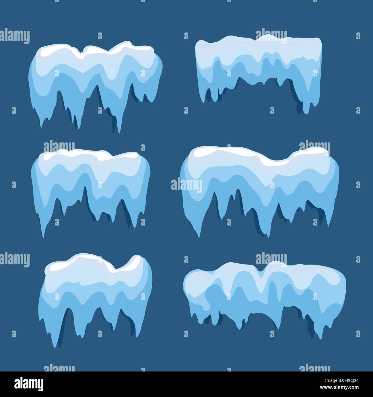 Set of Isolated snow cap. Snowy elements on winter background. Vector ...