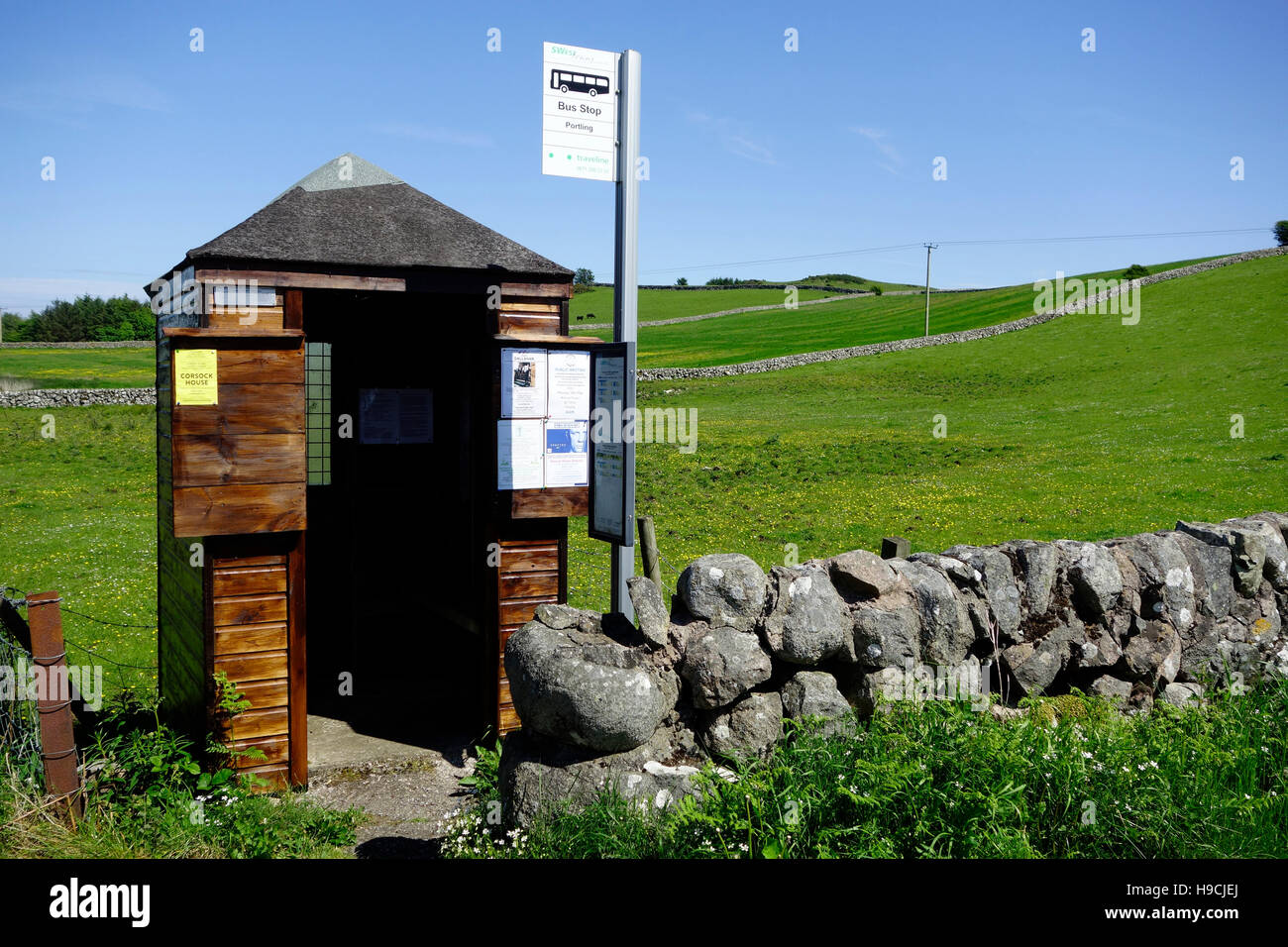 Wooden Bus Shelter at a Bus Stop, Nr Colvend, Dumfries and galloway ...