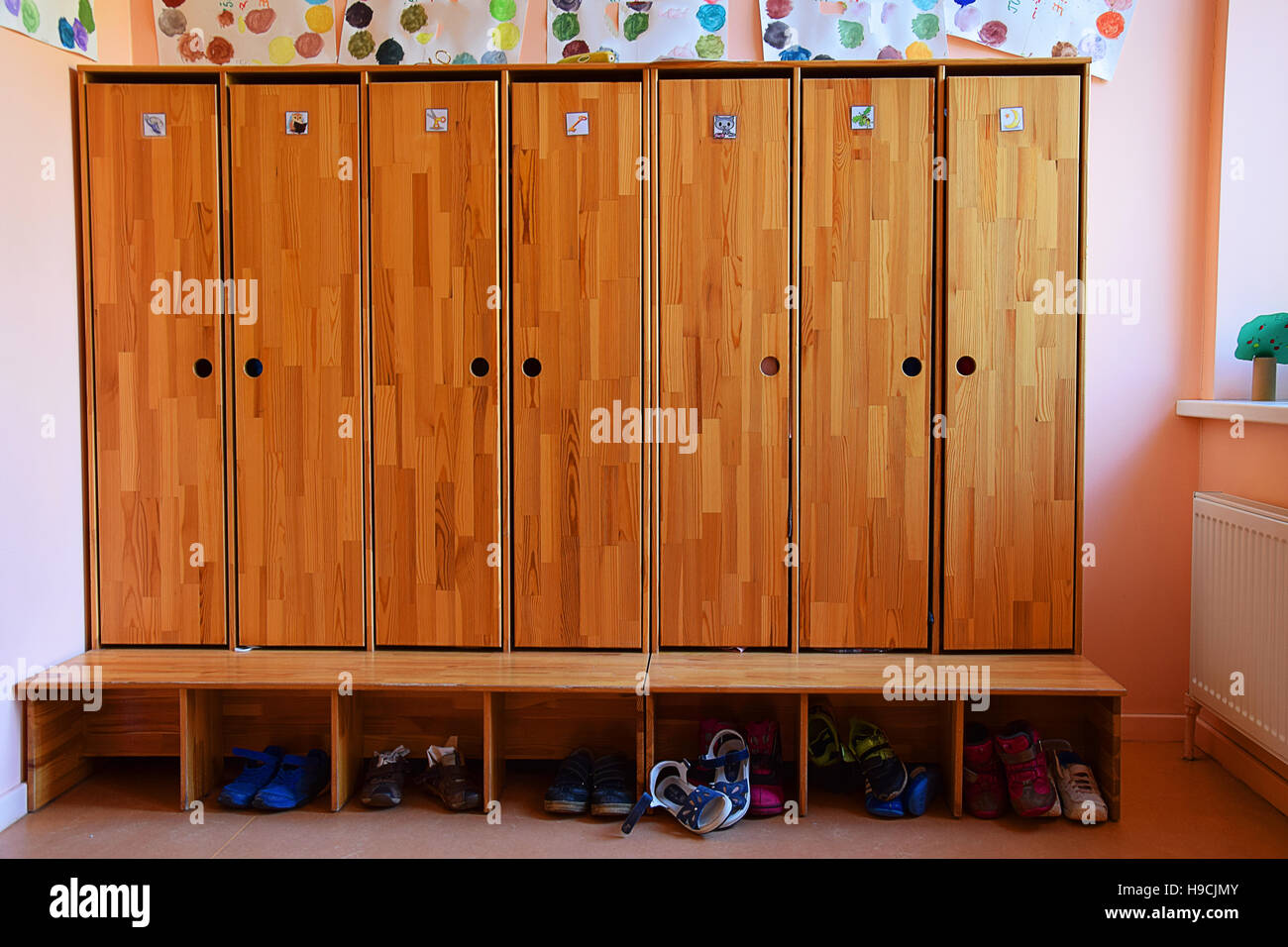 dressing room in the kindergarten Stock Photo - Alamy