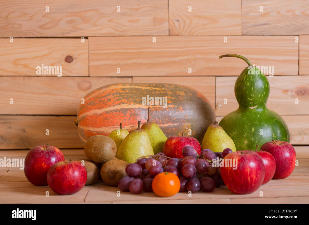 fruits on wooden table, studio picture Stock Photo - Alamy