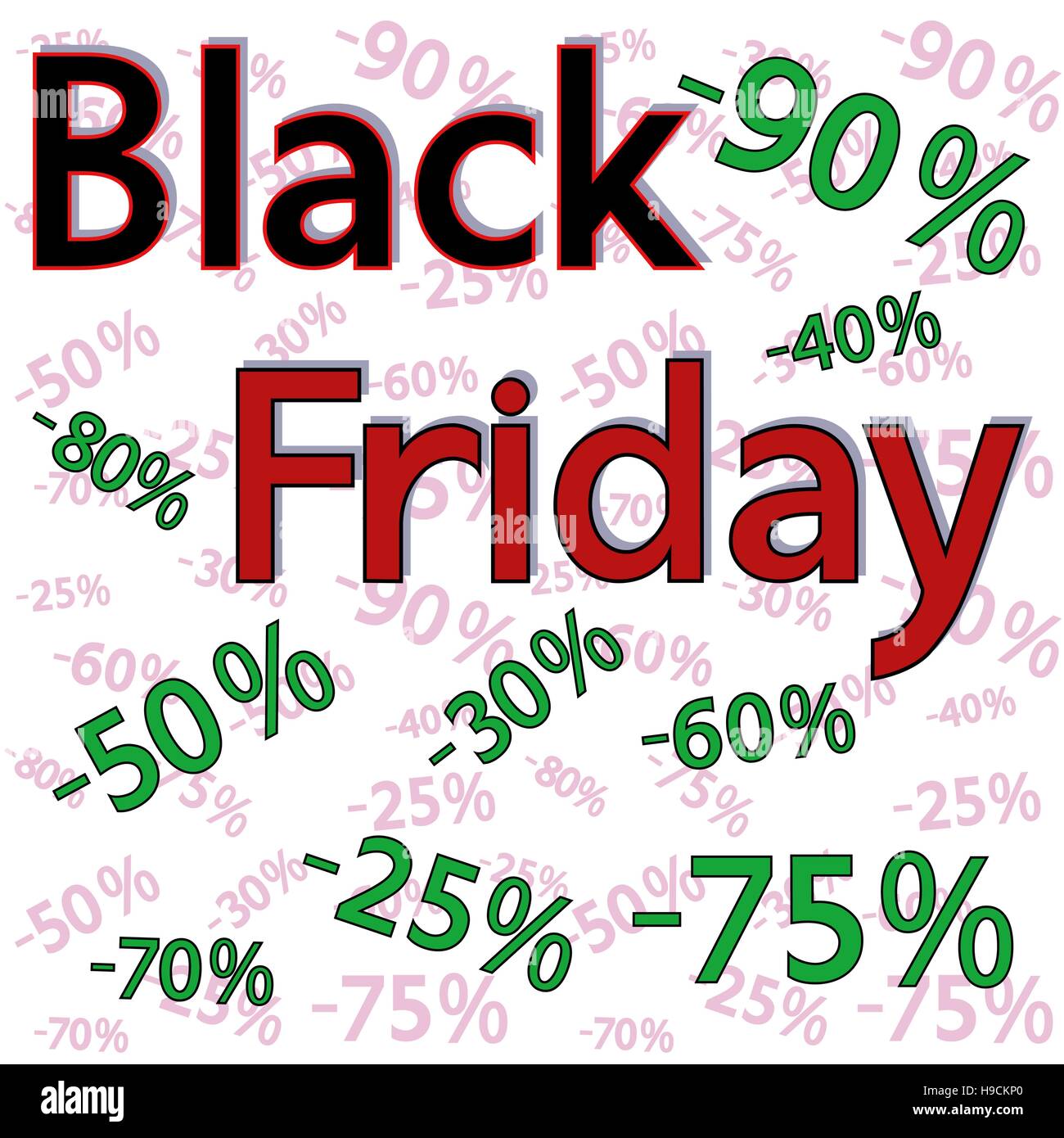 Black Friday vector background with numbers and percentages of ...