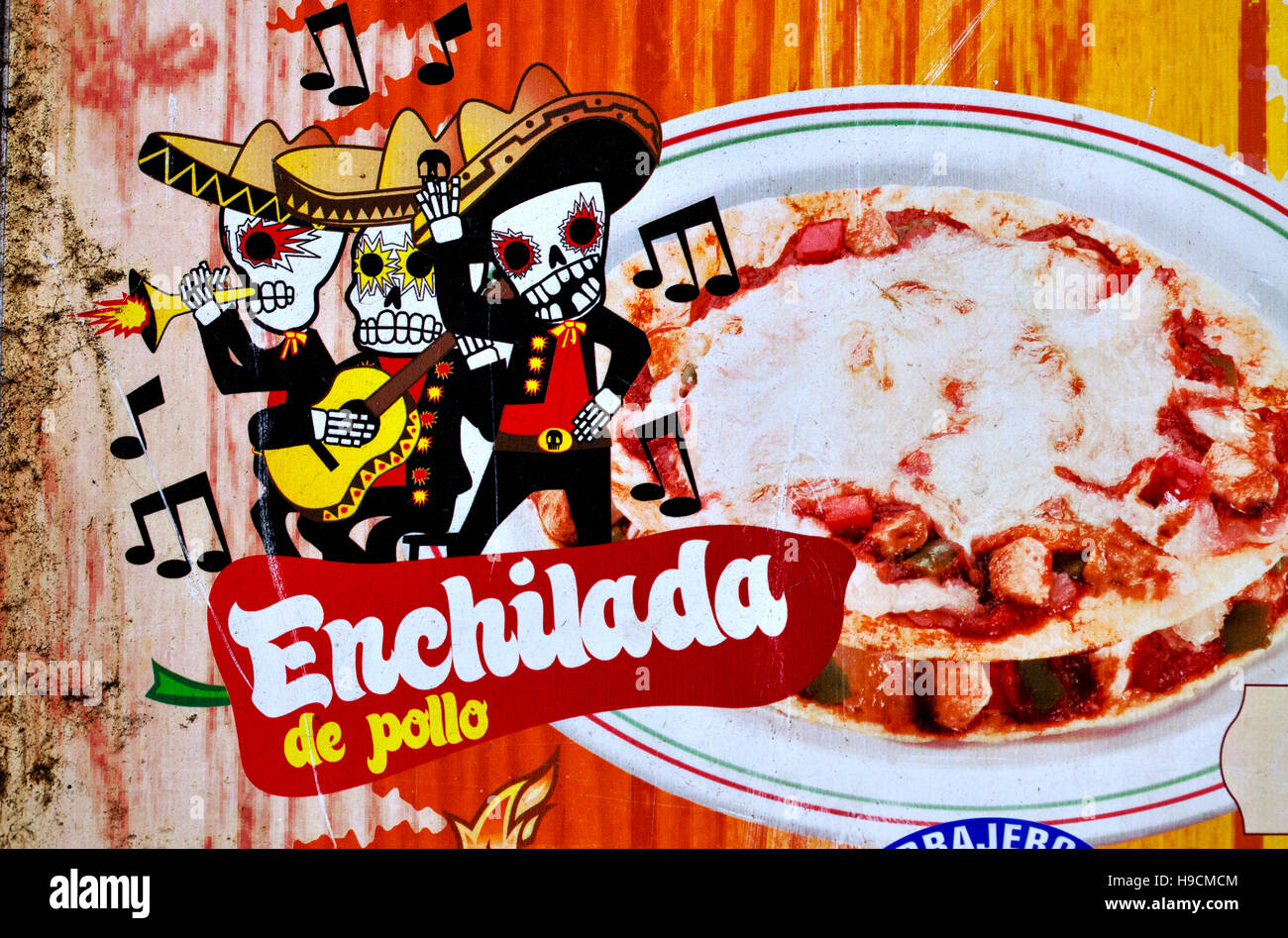 Detail of Mexican fast food sign, Barcelona Stock Photo - Alamy