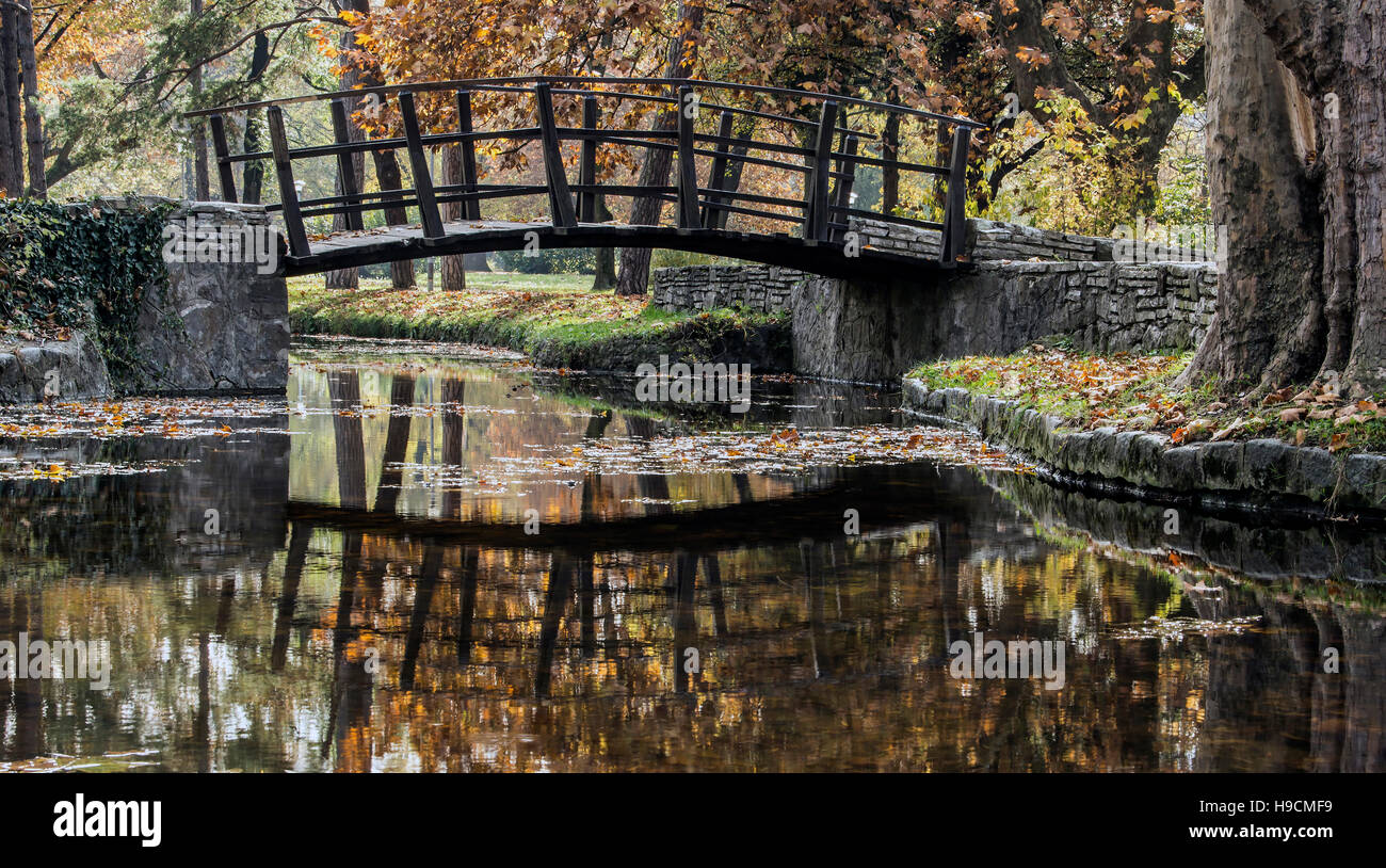 Belgrade, Serbia - Wooden pedestrian bridge in Topcider Park Stock ...