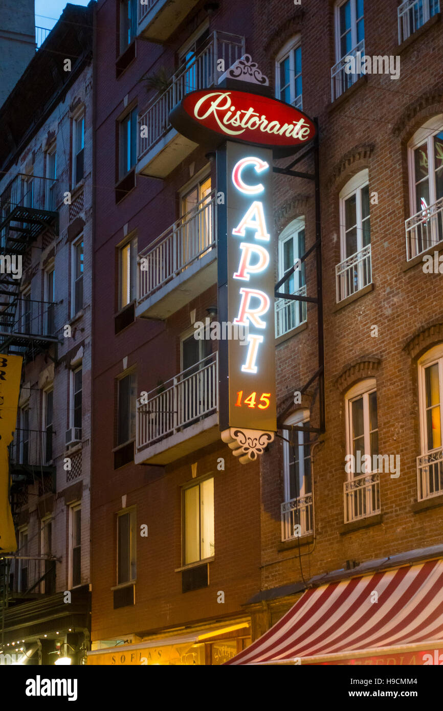 Ristorante Capri on Mulberry Street in Little Italy in New York City ...