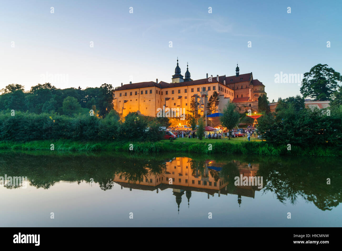 St basilica castle over the jihlava river at folk festival hi-res stock ...