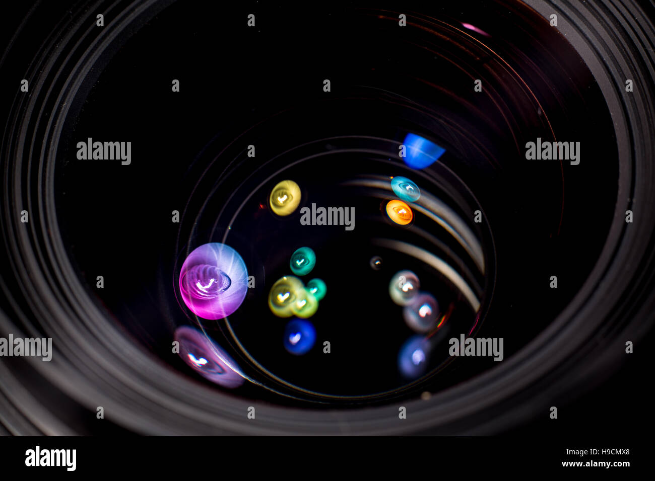 Colorful light shapes in lens Stock Photo - Alamy
