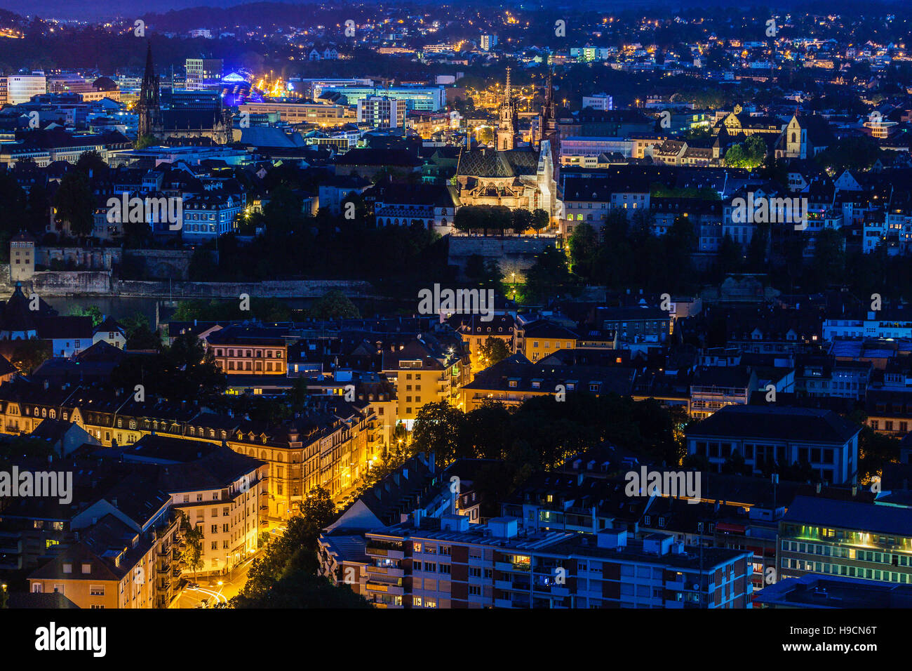 Aerial panorama of Basel. Basel, Basel-Stadt, Switzerland Stock Photo ...