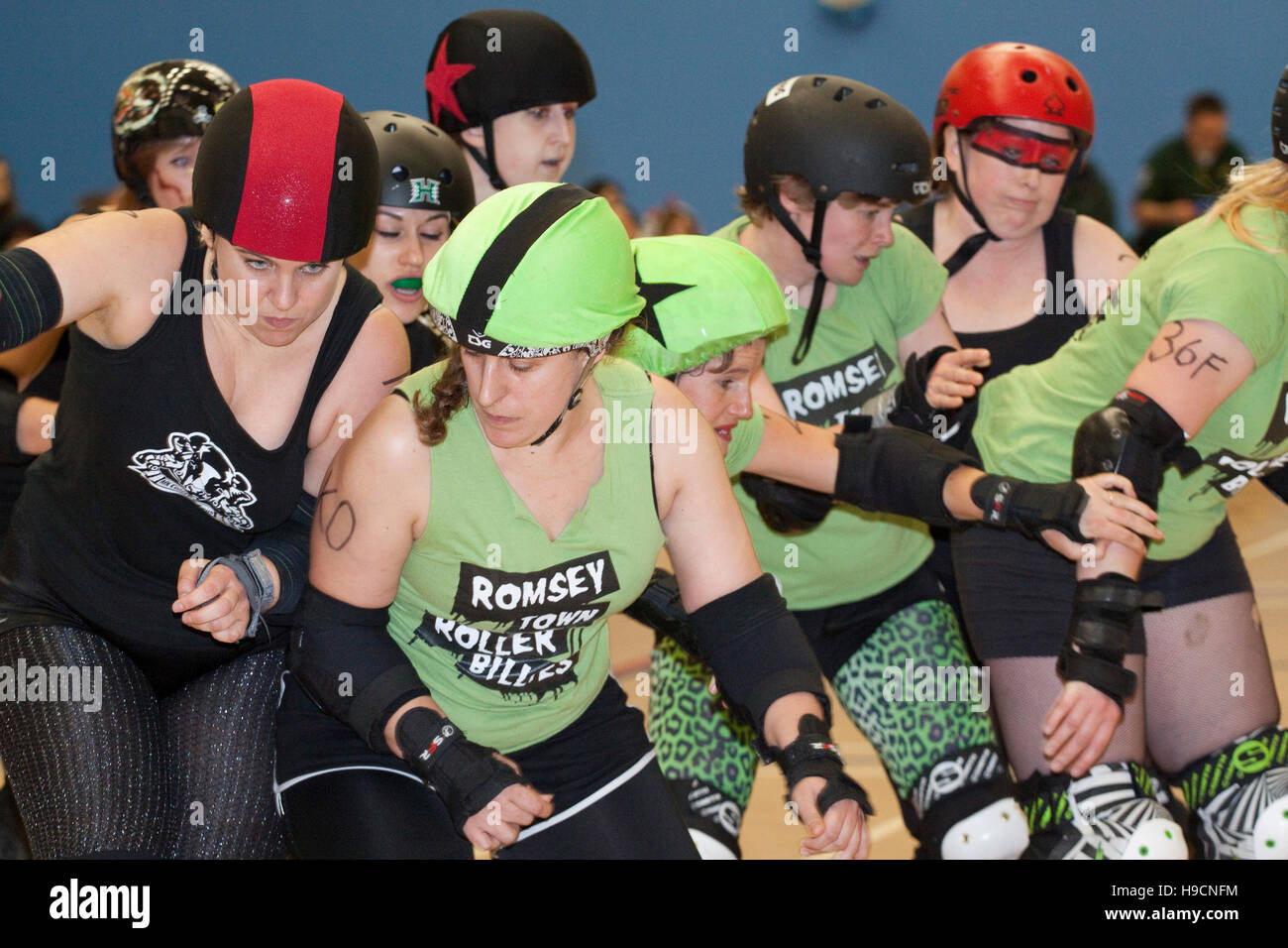 Roller derby skaters in action Stock Photo - Alamy