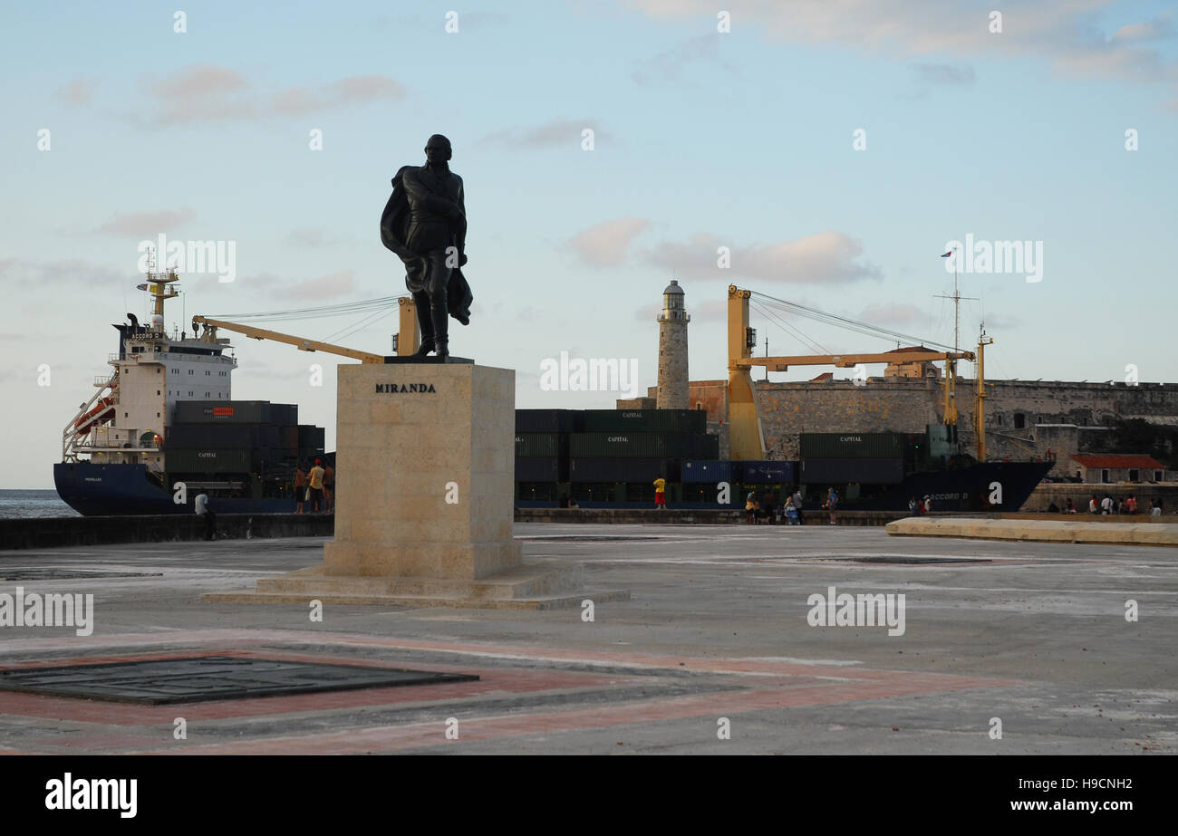 Cuba, Havana, Harbour Entrance, Container Ship Stock Photo - Alamy