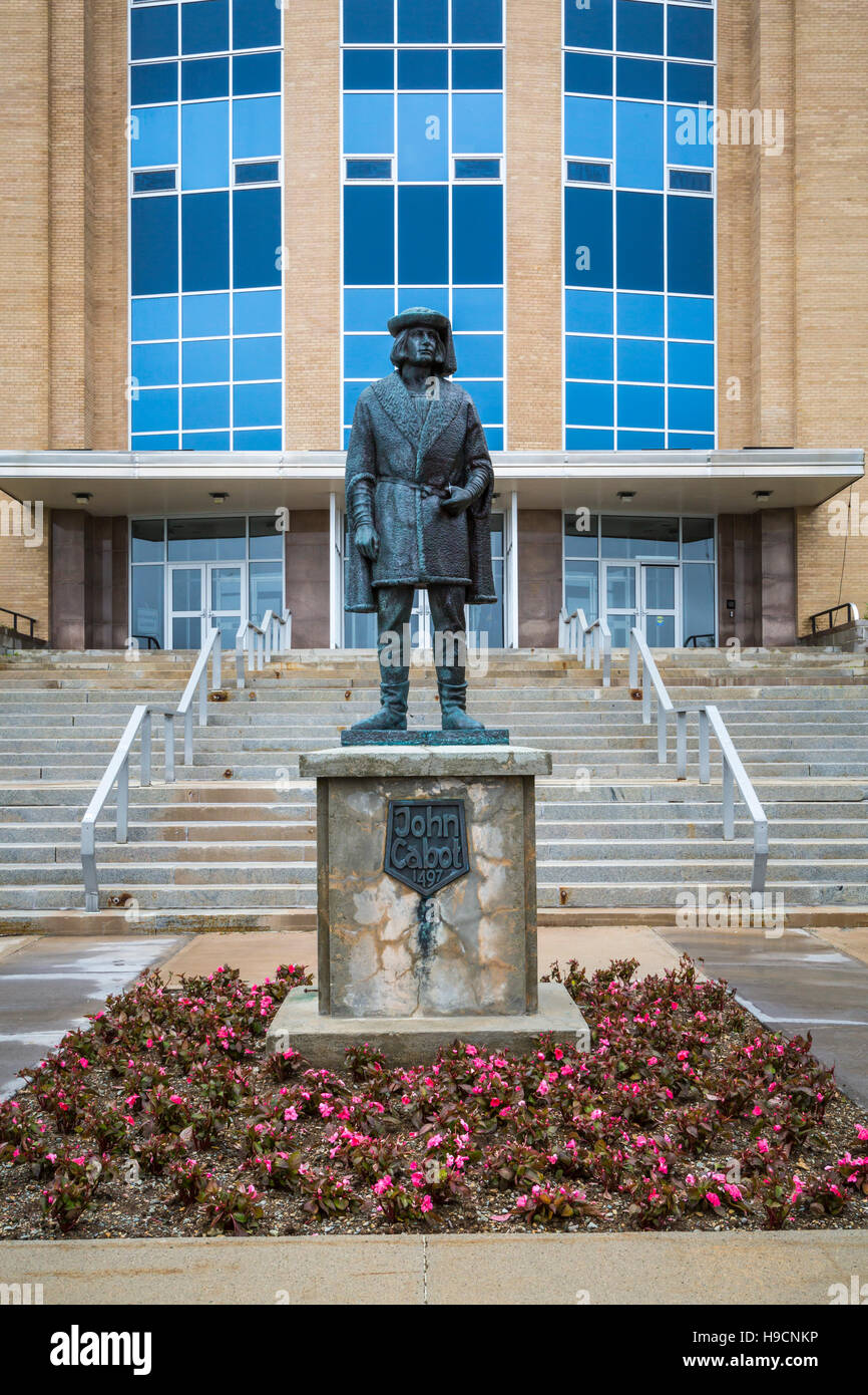 The exterior entrance and John Cabot monument, Newfoundland Assembly ...