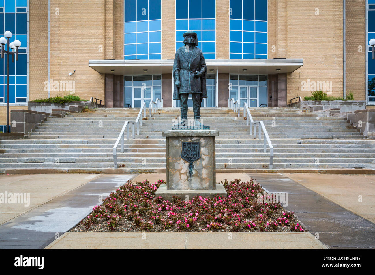 The exterior entrance and John Cabot monument, Newfoundland Assembly ...